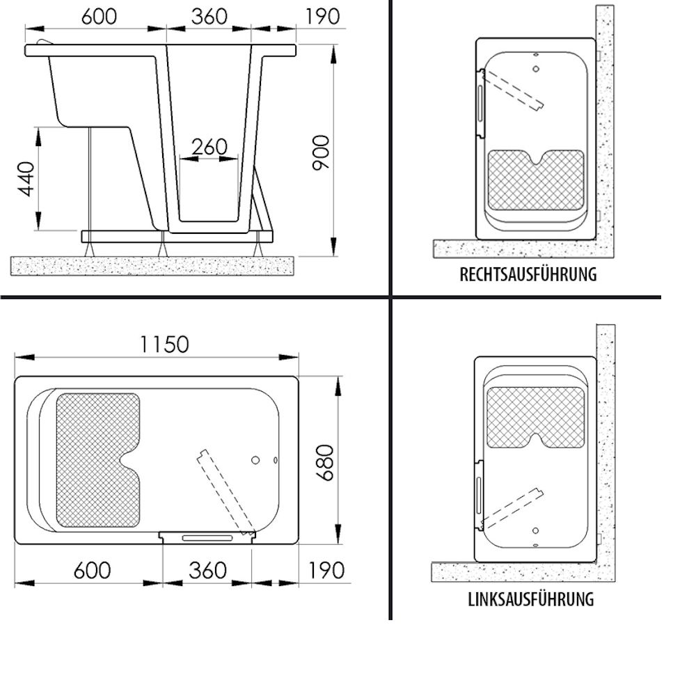 zusätzliche Schürze / Blende für Sitzbadewanne BUDOSAN