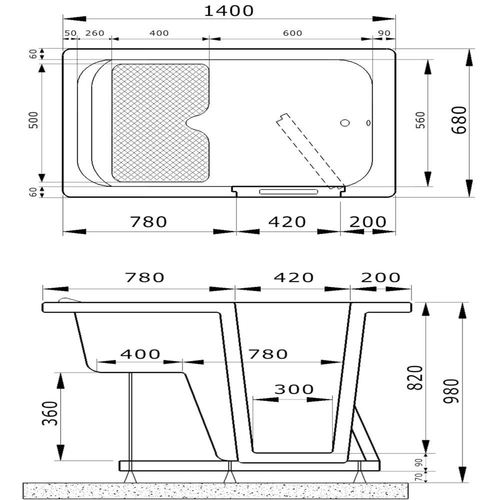 zusätzliche Schürze / Blende für Sitzbadewanne BUDOSAN